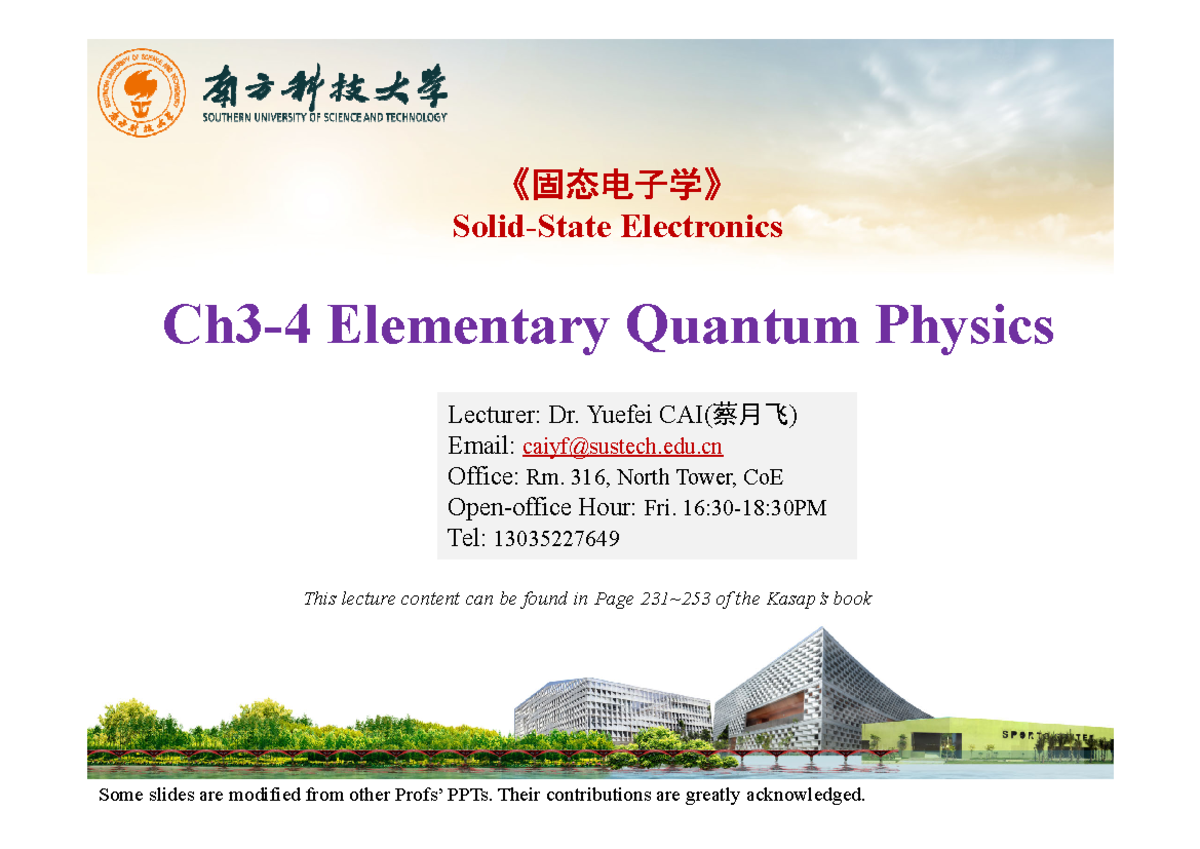 Lecture 14: Solid-State Electronics and Quantum Physics Concepts - Studocu