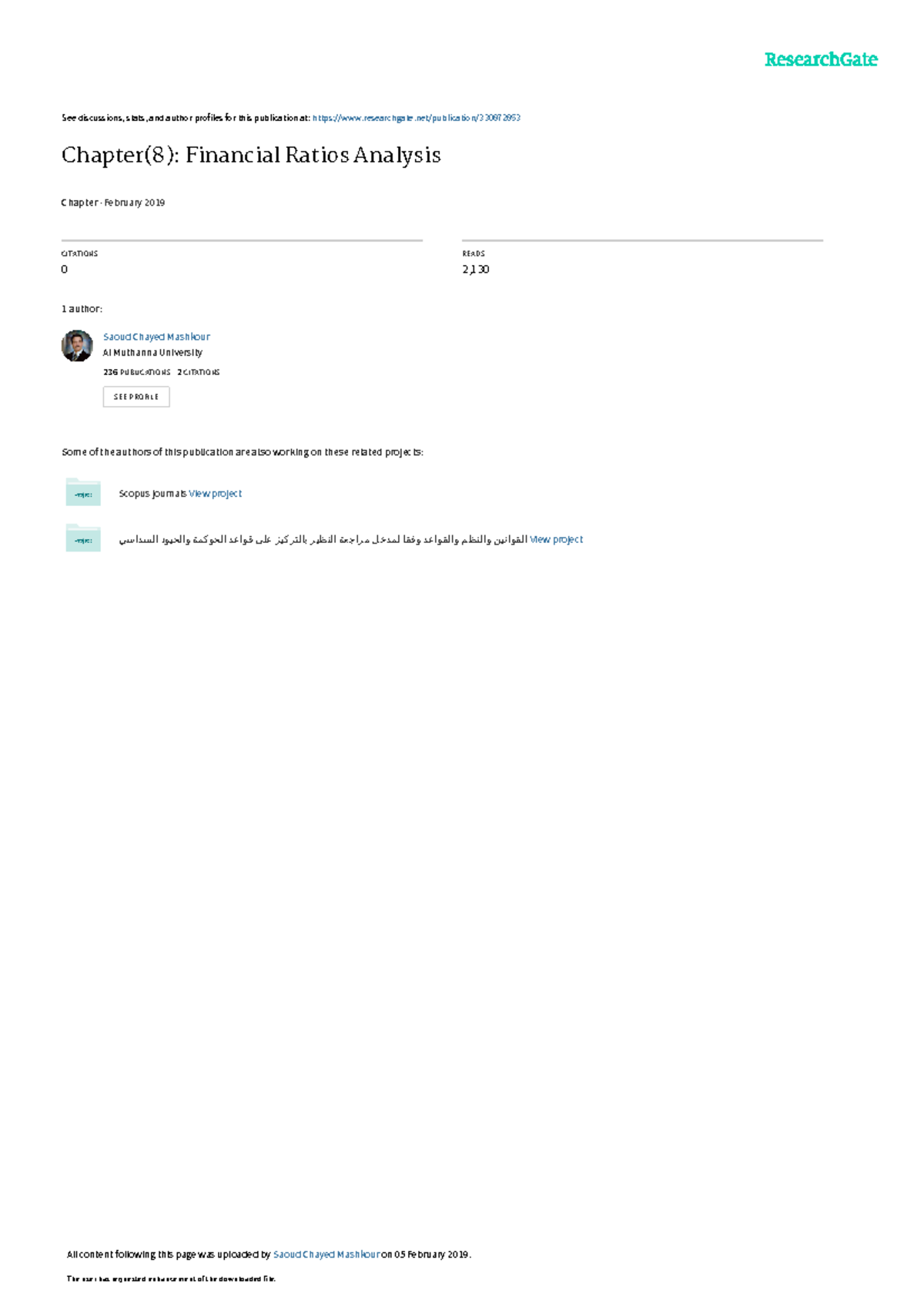 Chapter 8: Financial Ratios Analysis (CIT) - Studocu