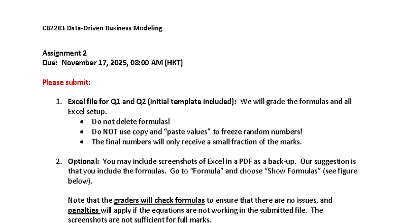 CB2203 Business Modeling Assignment 2 Guidelines and Instructions - Studocu