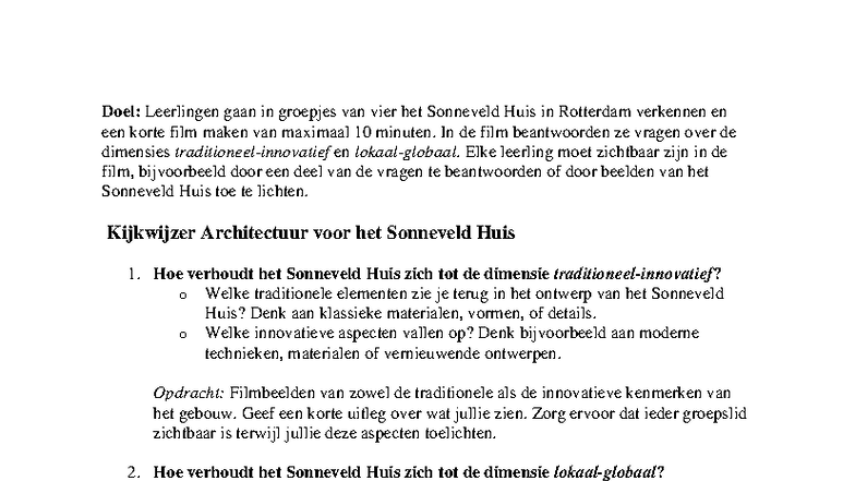 Kijkwijzer voor het Sonneveld Huis: Traditioneel & Innovatief ...