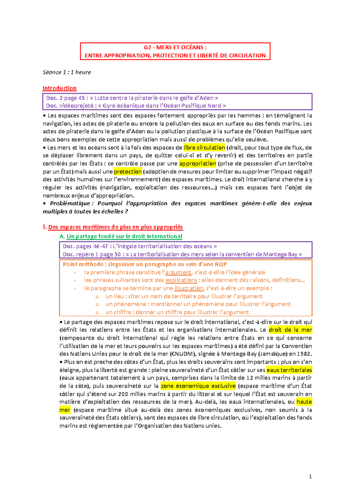 G2 Mers et océans - entre appropriation, protection et liberté de ...