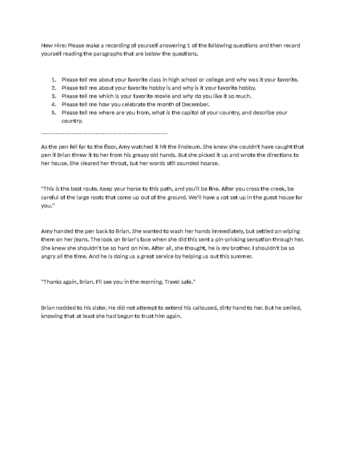 Accent Test Instructions for New Hires - Recording Details - Studocu