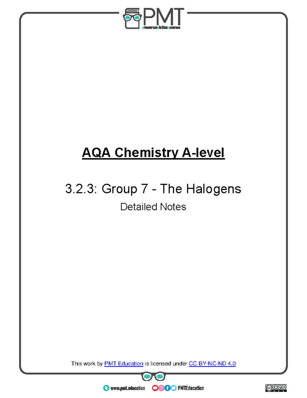AQA Chemistry 3.2.3: Detailed Notes on Group 7 Halogens - Studocu