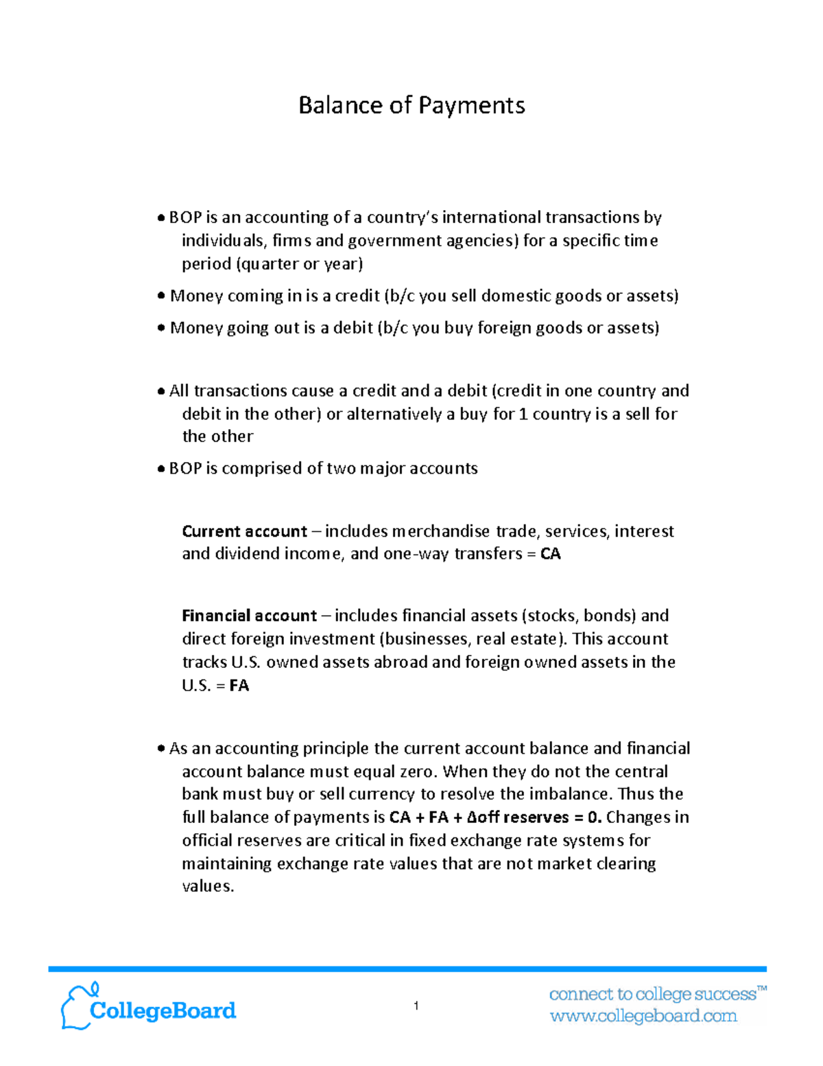 Balance of Payments (BOP) Overview and Class Activity Guide - Studocu