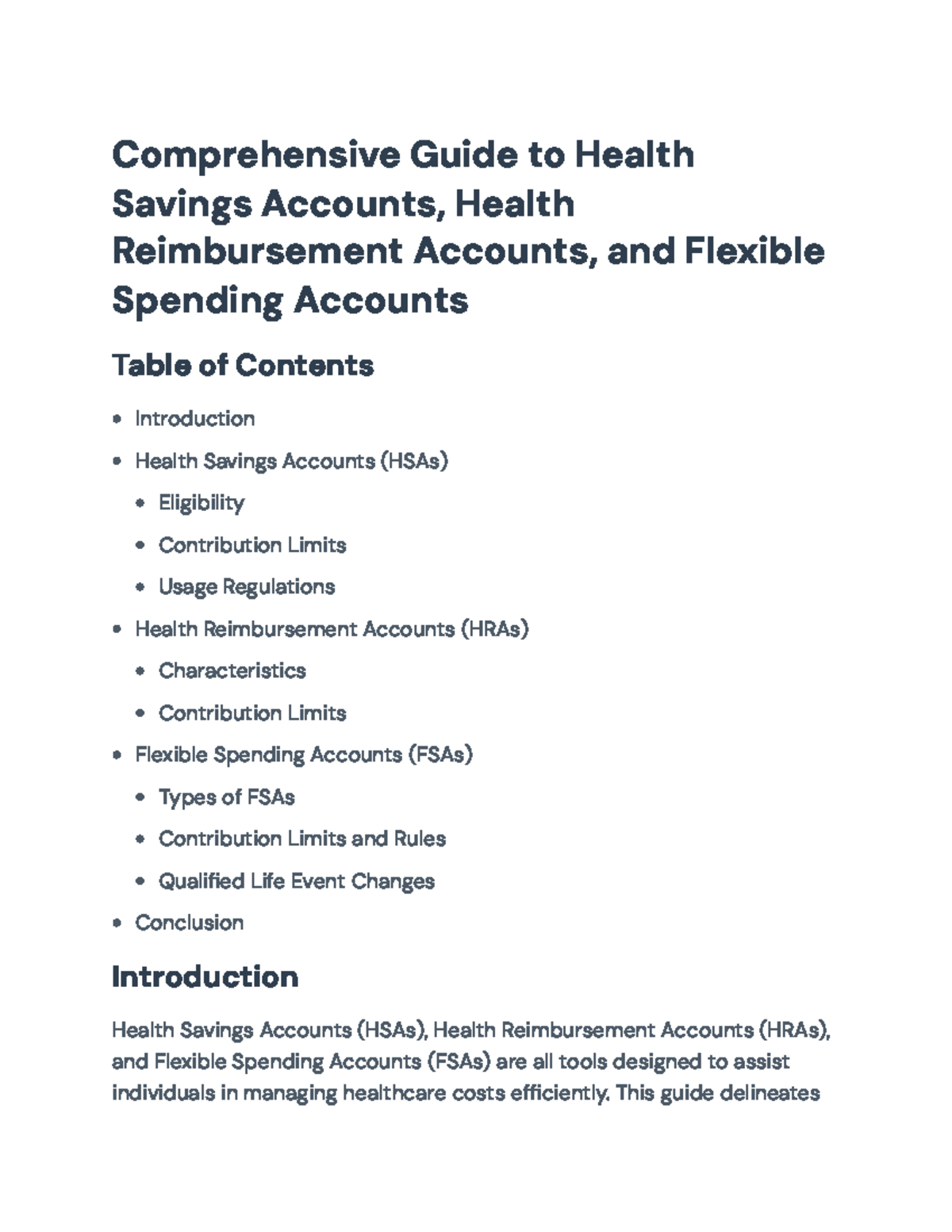 Comprehensive Guide to HSAs, HRAs & FSAs: Key Features & Benefits - Studocu