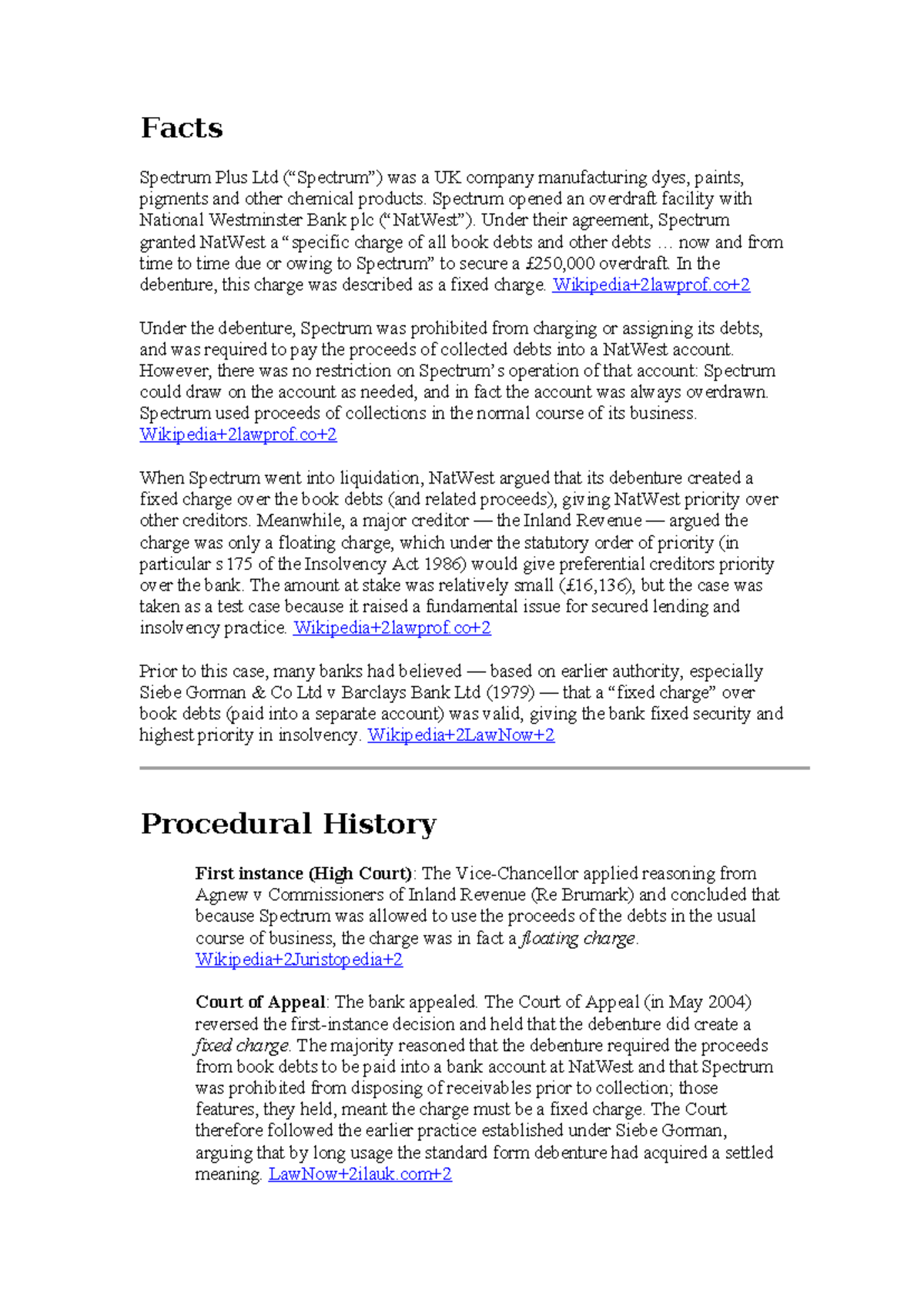 Re Spectrum Plus Ltd: Landmark Case on Fixed vs Floating Charges - Studocu