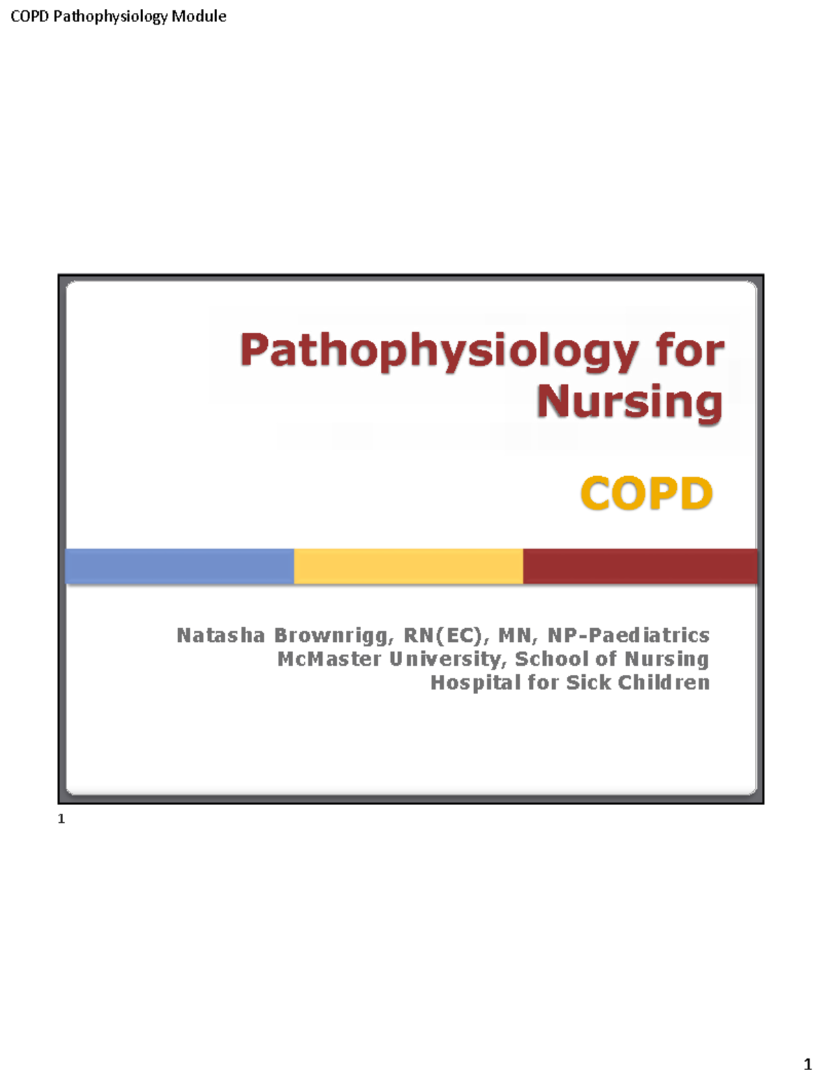 COPD Pathophysiology Module: Key Concepts for Nursing (NURS 101) - Studocu