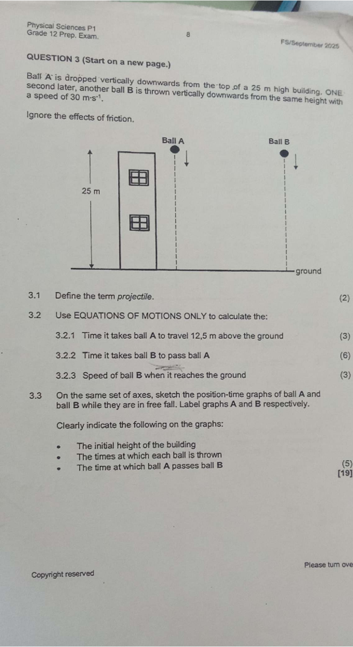 Physical Sciences P1 Grade 12 Prep Exam 2025: Projectile Motion ...