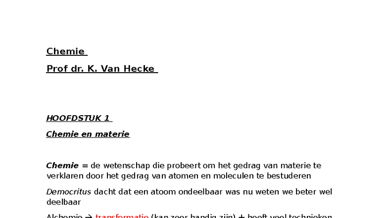 Chemie HOOFDSTUK 1-8: Materie, Atomen en Chemische Verbindingen - Studocu