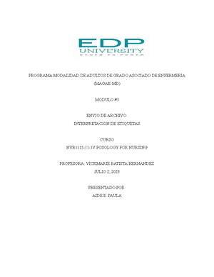 Modulo 1 posologia - EDP University de Puerto Rico Enfermería modalidad ...