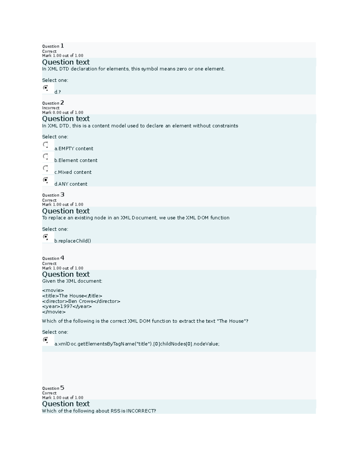 Midterm Exam Lab XML Questions and Answers (57/60) - Studocu