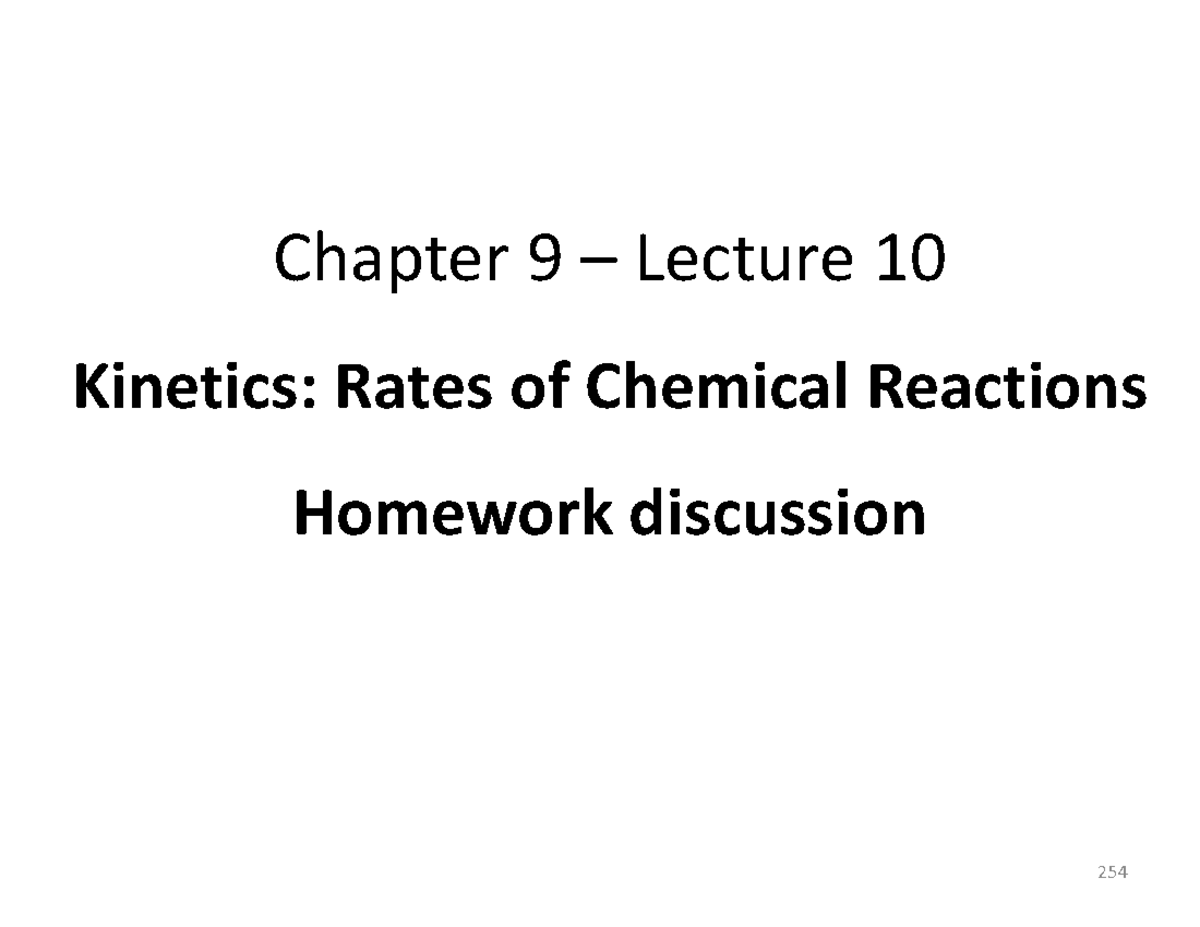 CHE 349 Lecture 10: Kinetics and Rates of Chemical Reactions Notes ...