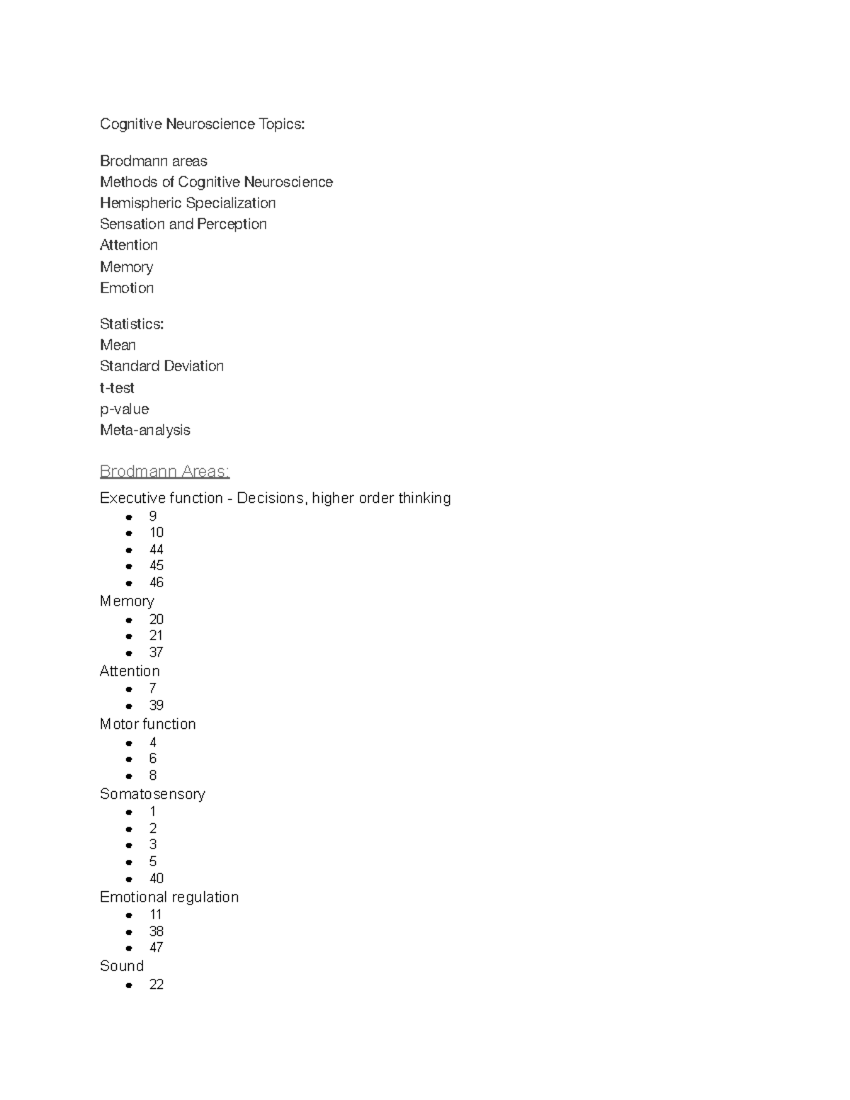 CNS 101 Midterm Study Guide: Cognitive Neuroscience Topics - Studocu