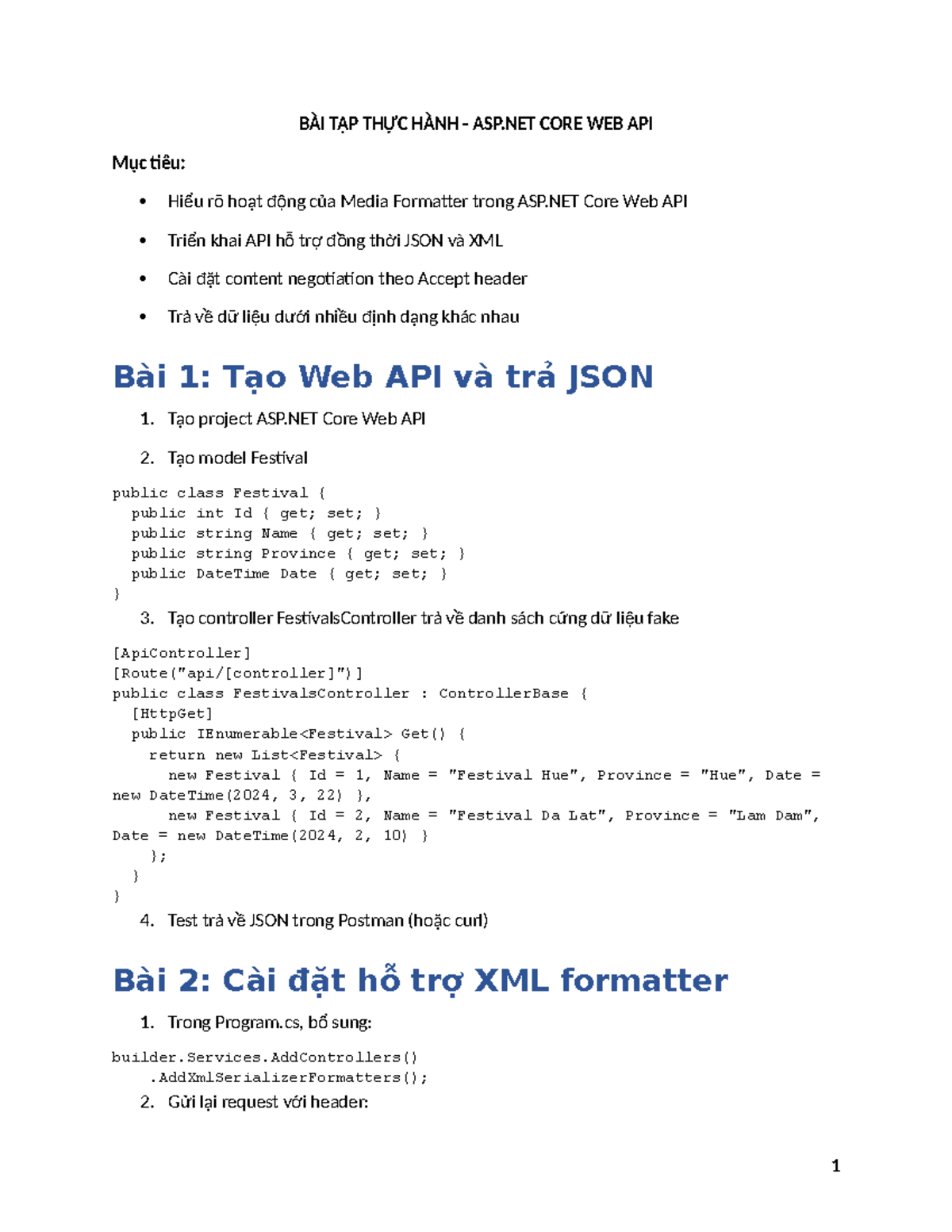 BÀI TẬP THỰC HÀNH - ASP.NET CORE WEB API: Media Formatters & Content ...