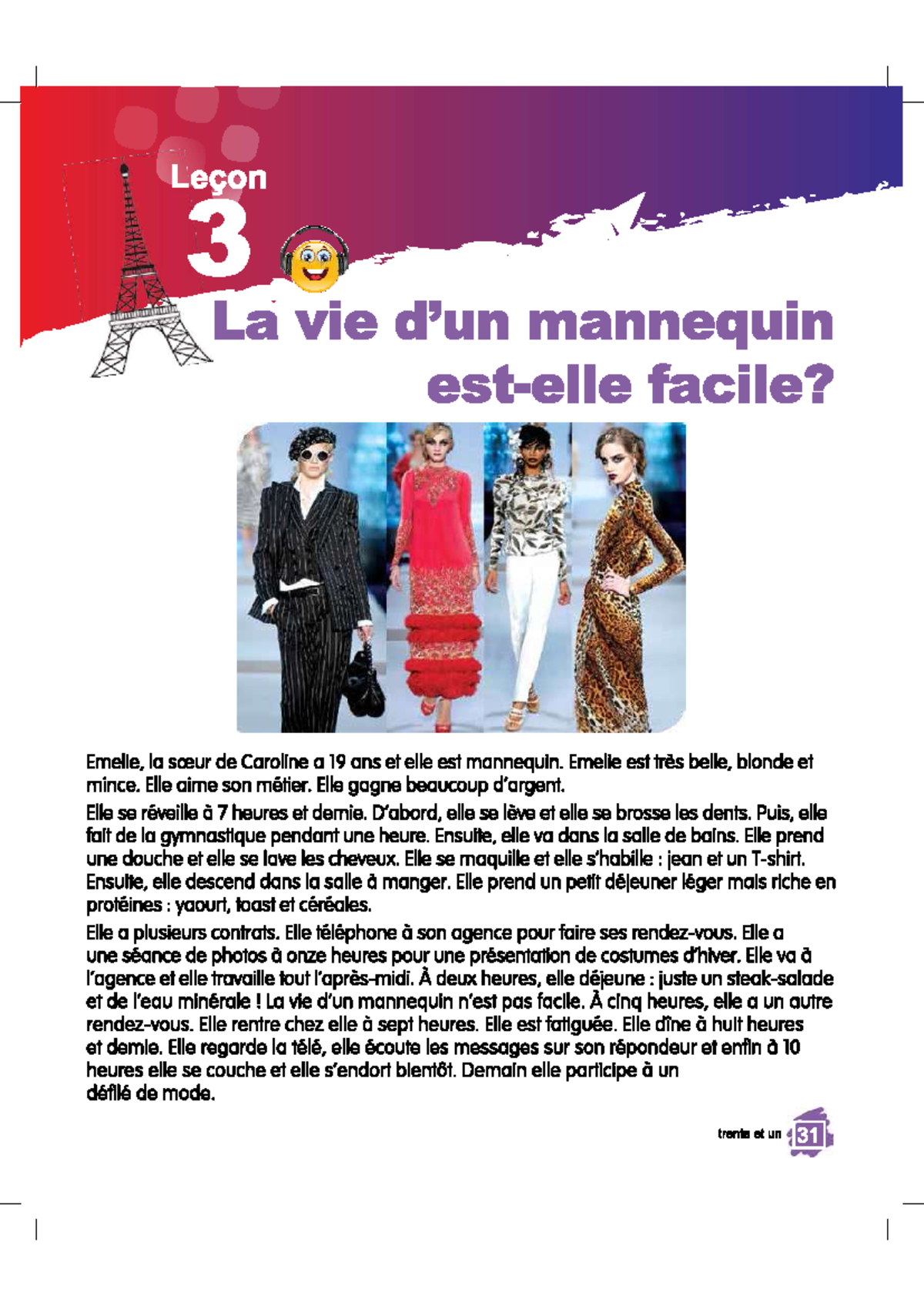 L-3 Leçon 3 : La Vie de Mannequin d'Emilie et ses Défis - Studocu