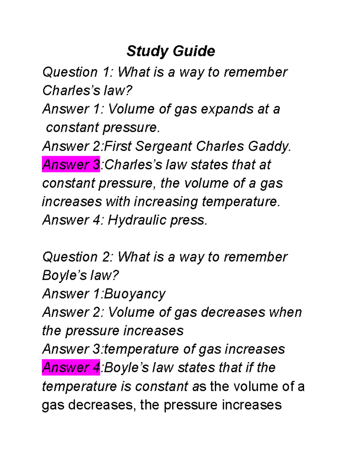 Chemistry Study Guide - Key Concepts & Laws Overview - Studocu