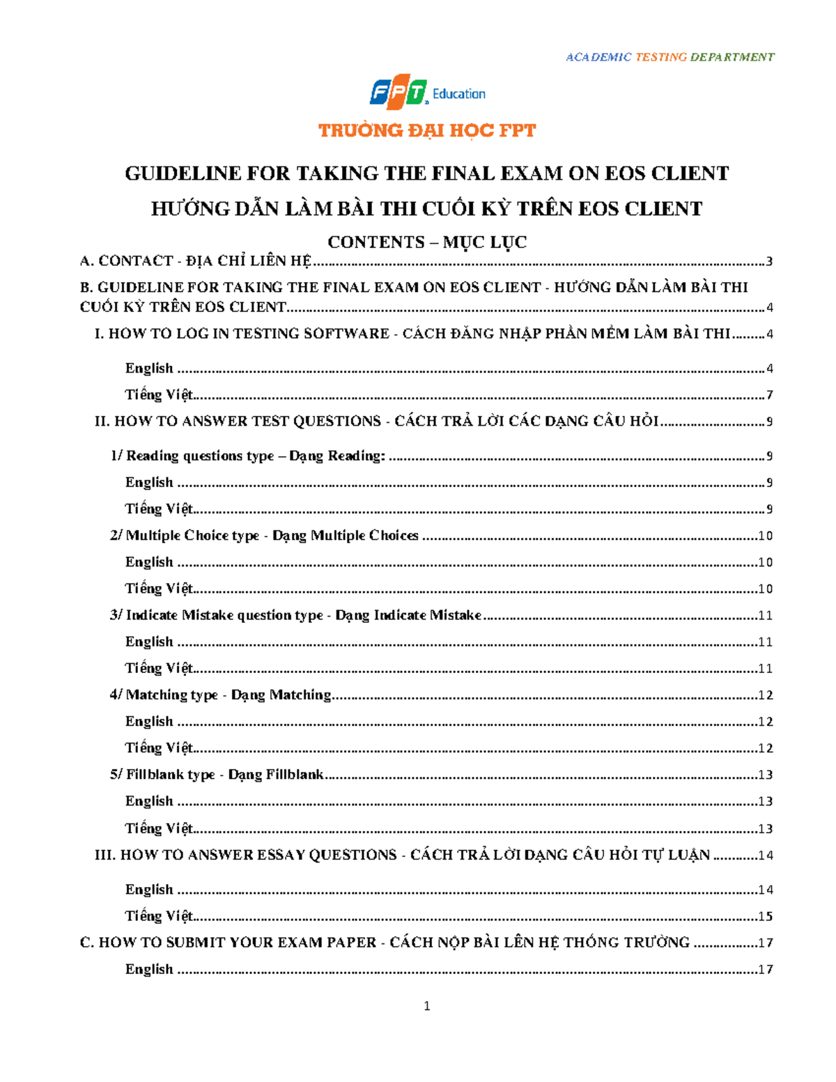 Guideline for Taking the Final Exam on EOS Client (FUDN) - Studocu