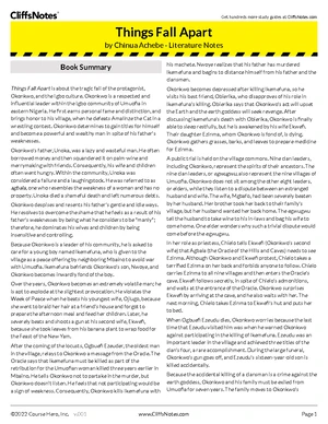 Cliffs Notes for Things Fall Apart (Literature Study Guide) - Studocu