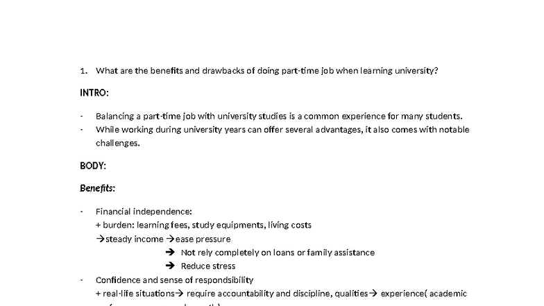 1. Benefits and Drawbacks of Working While Studying at Uni - Studocu