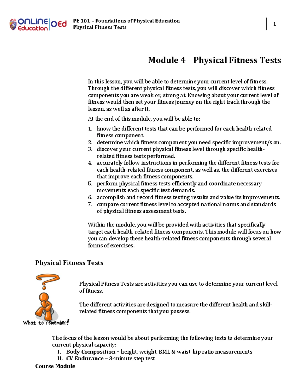 Skill Related Fitness Components - PE 101 Foundations of Physical ...