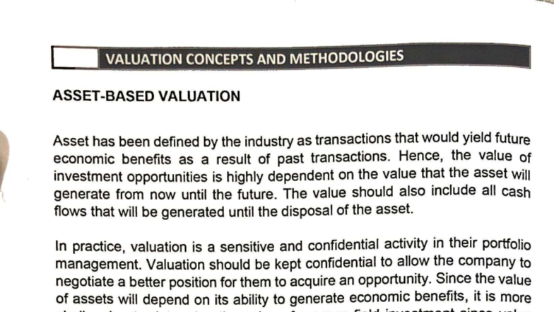 VALUATION CONCEPTS AND METHODOLOGIES: Chapter 2 Insights - Studocu