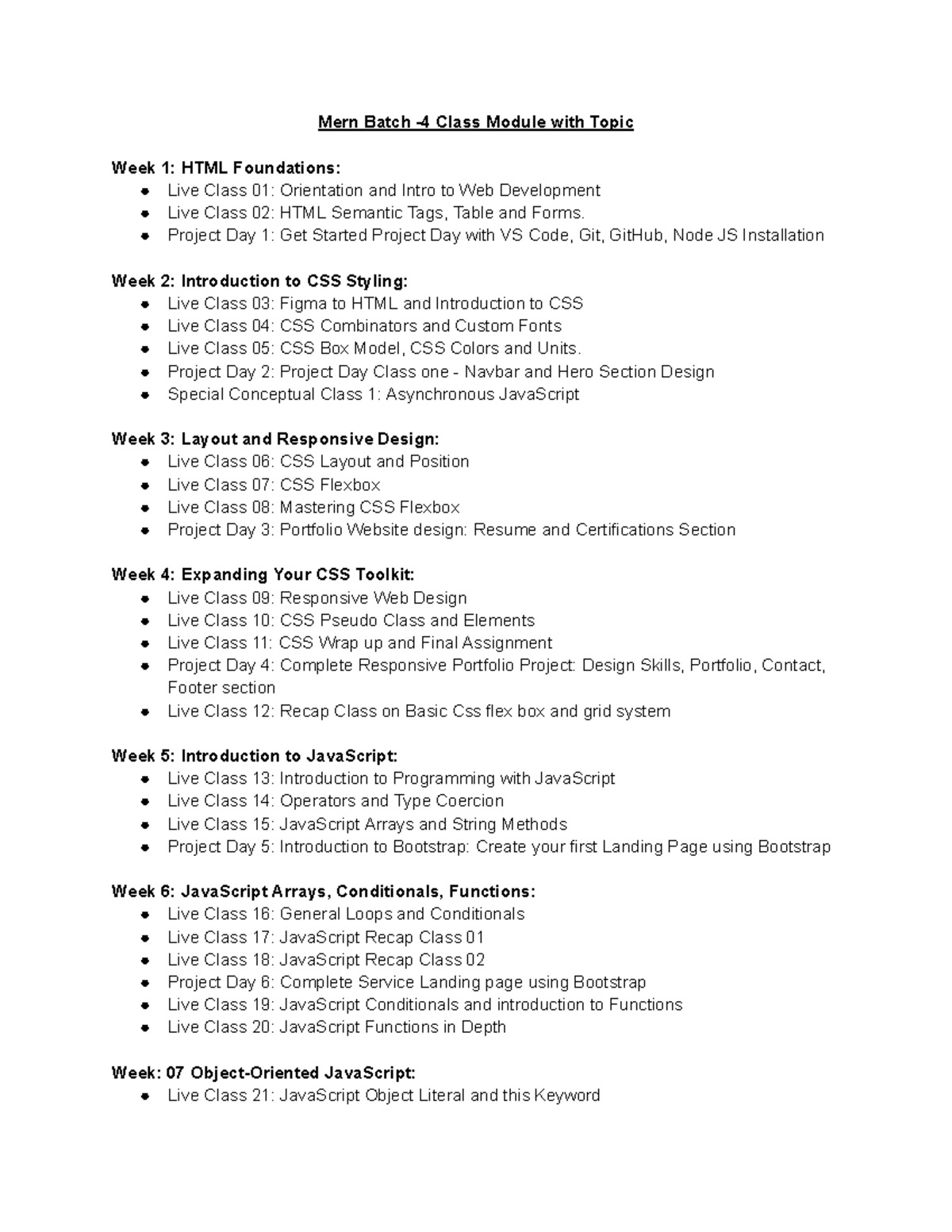 Batch Class Module 1: HTML, CSS, and JavaScript Overview and Projects - Studocu