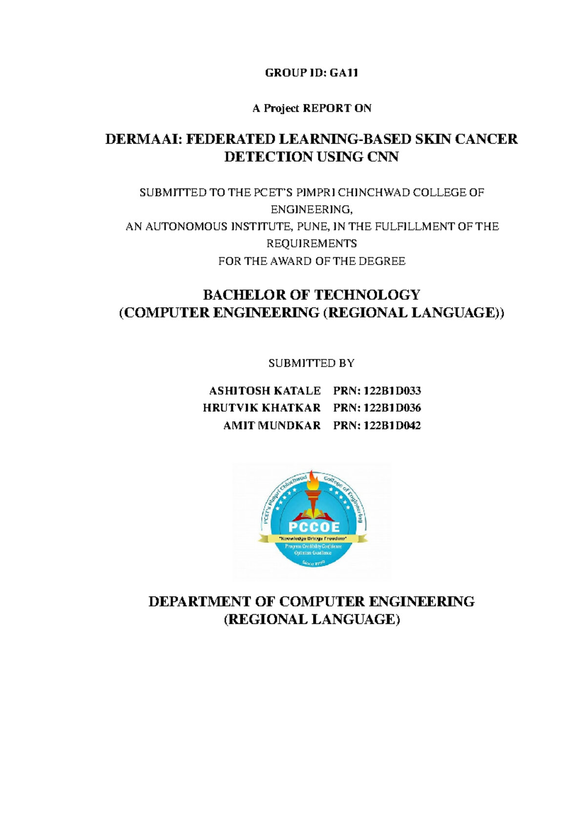 B.Tech Project Report: DermaAI - Federated Skin Cancer Detection Using ...