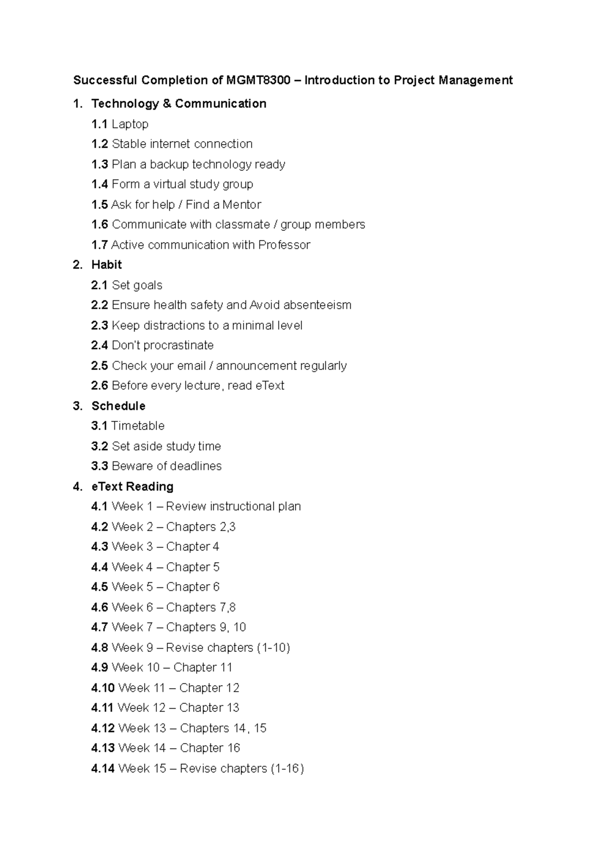 WBS - Assignment 2 - MGMT8300 - Project Management - MGMT8560 ...