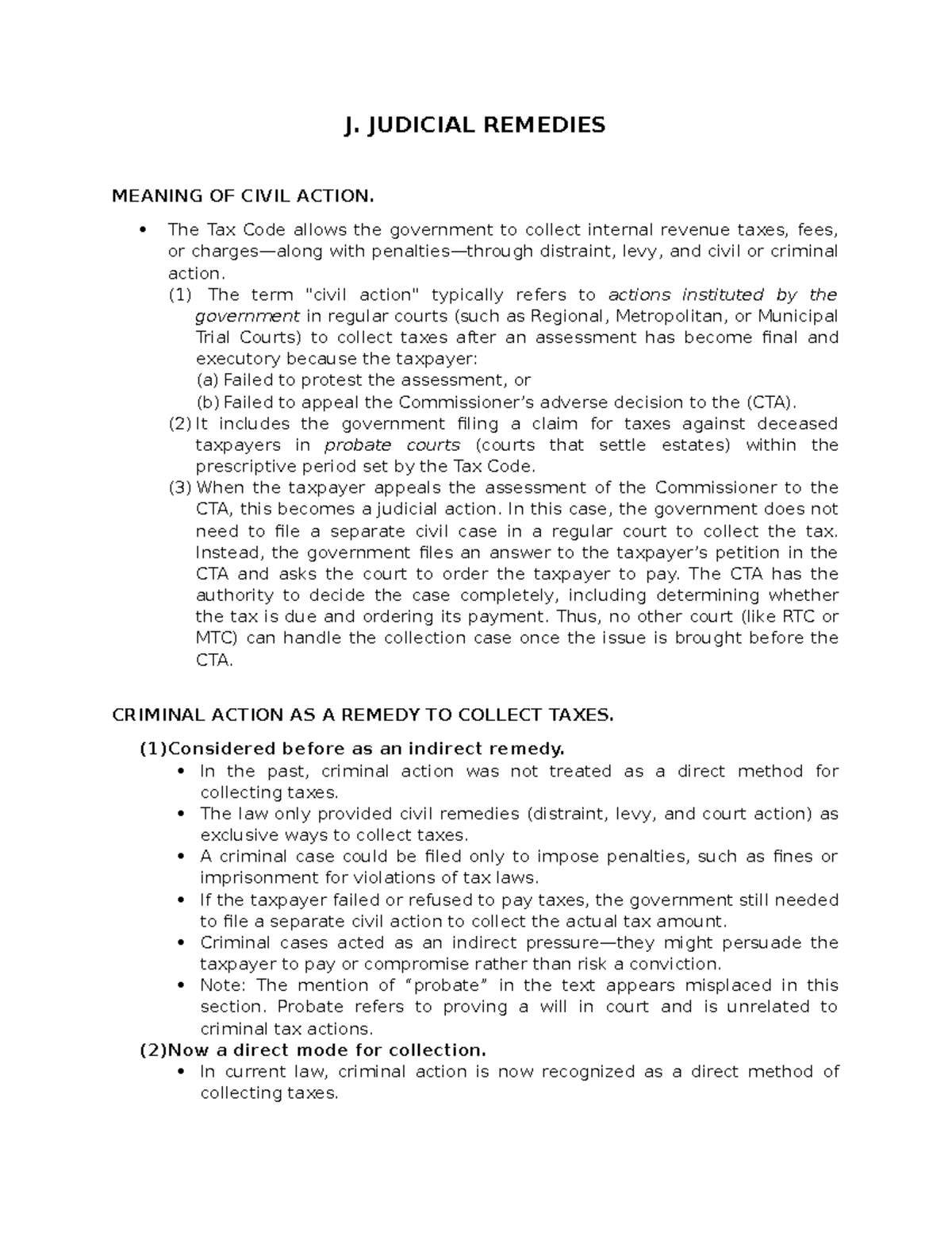Judicial Remedies in Taxation: Understanding Civil Actions and Criminal ...