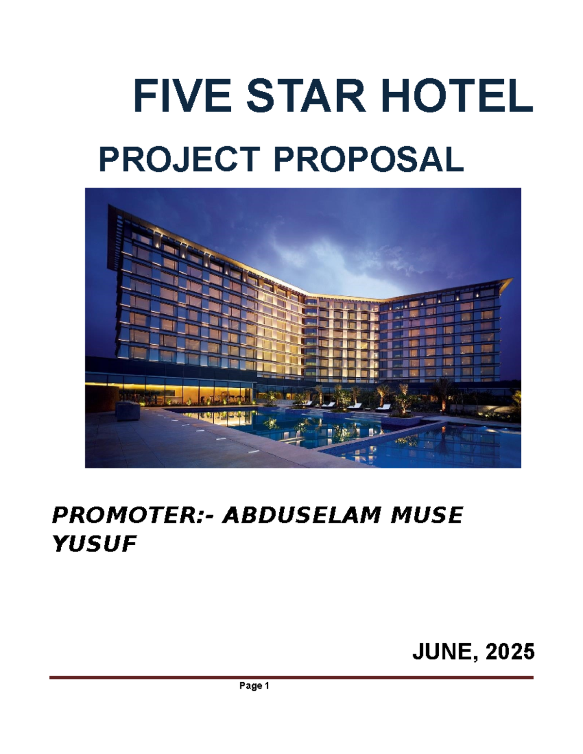 5 Star Hotel Project Proposal (Final) - Dire Dawa 2025 - Studocu