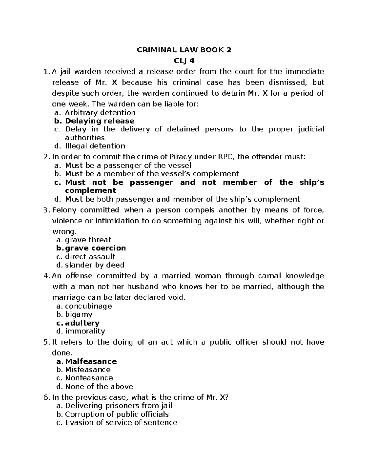 CLJ-4 Final Exam: Criminal Law Concepts & Key Cases Review - Studocu