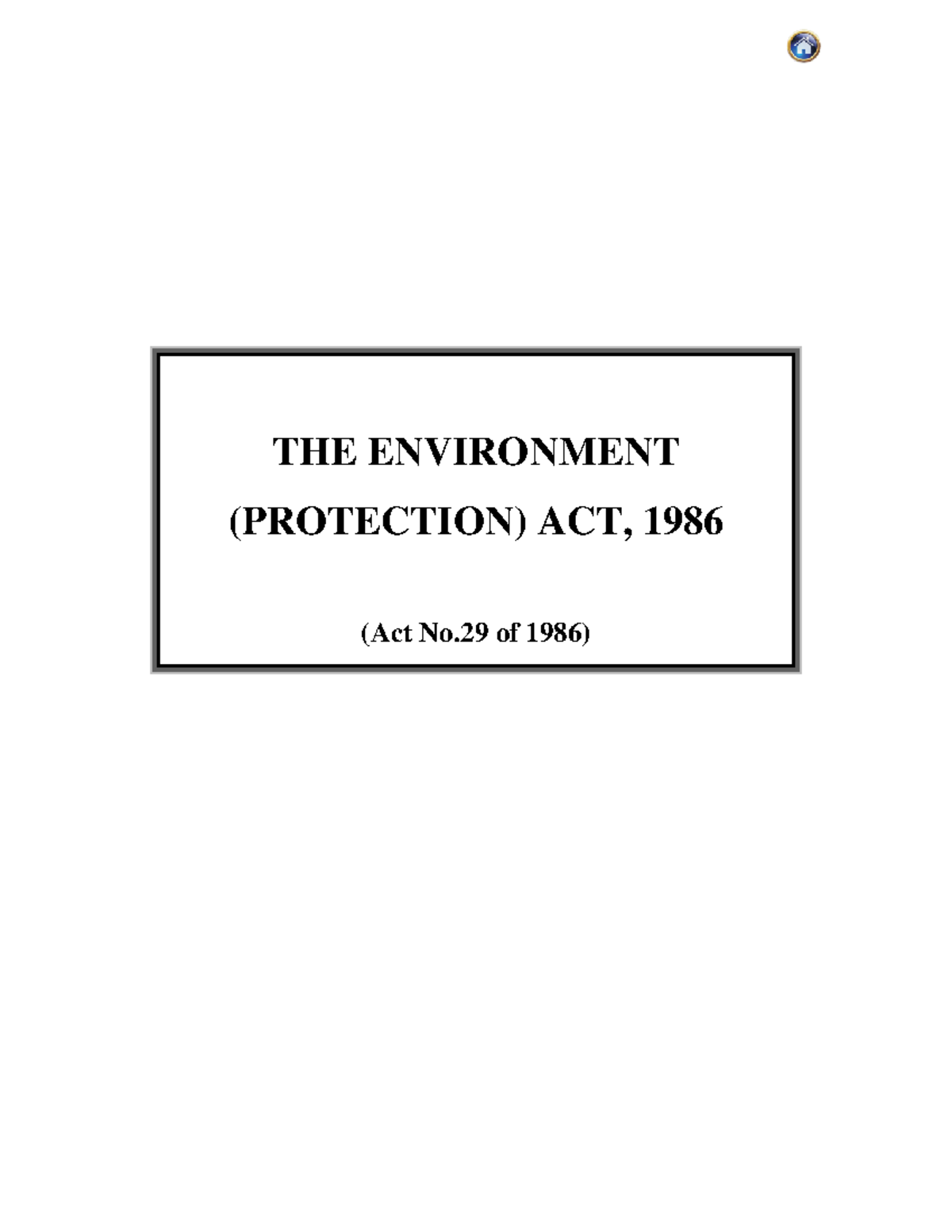 The Environment (Protection) Act, 1986 - Bare Act Summary - Studocu