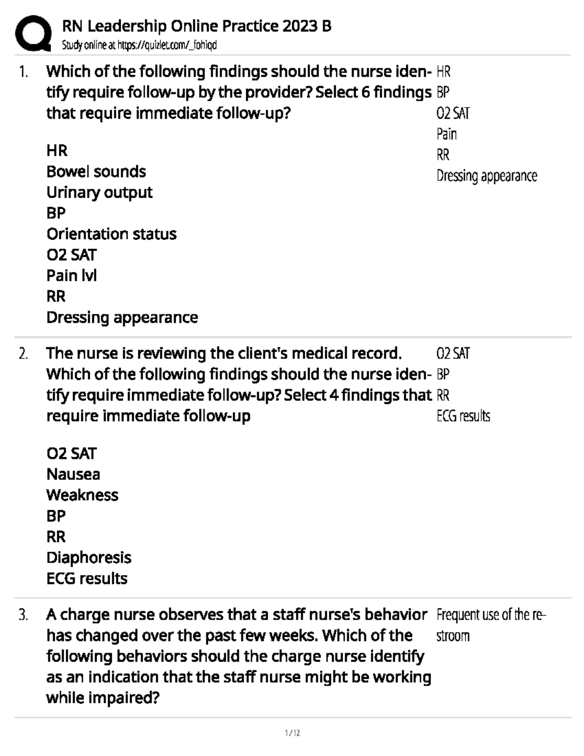 Q RN Leadership Online Practice 2023 B Study Guide - Studocu