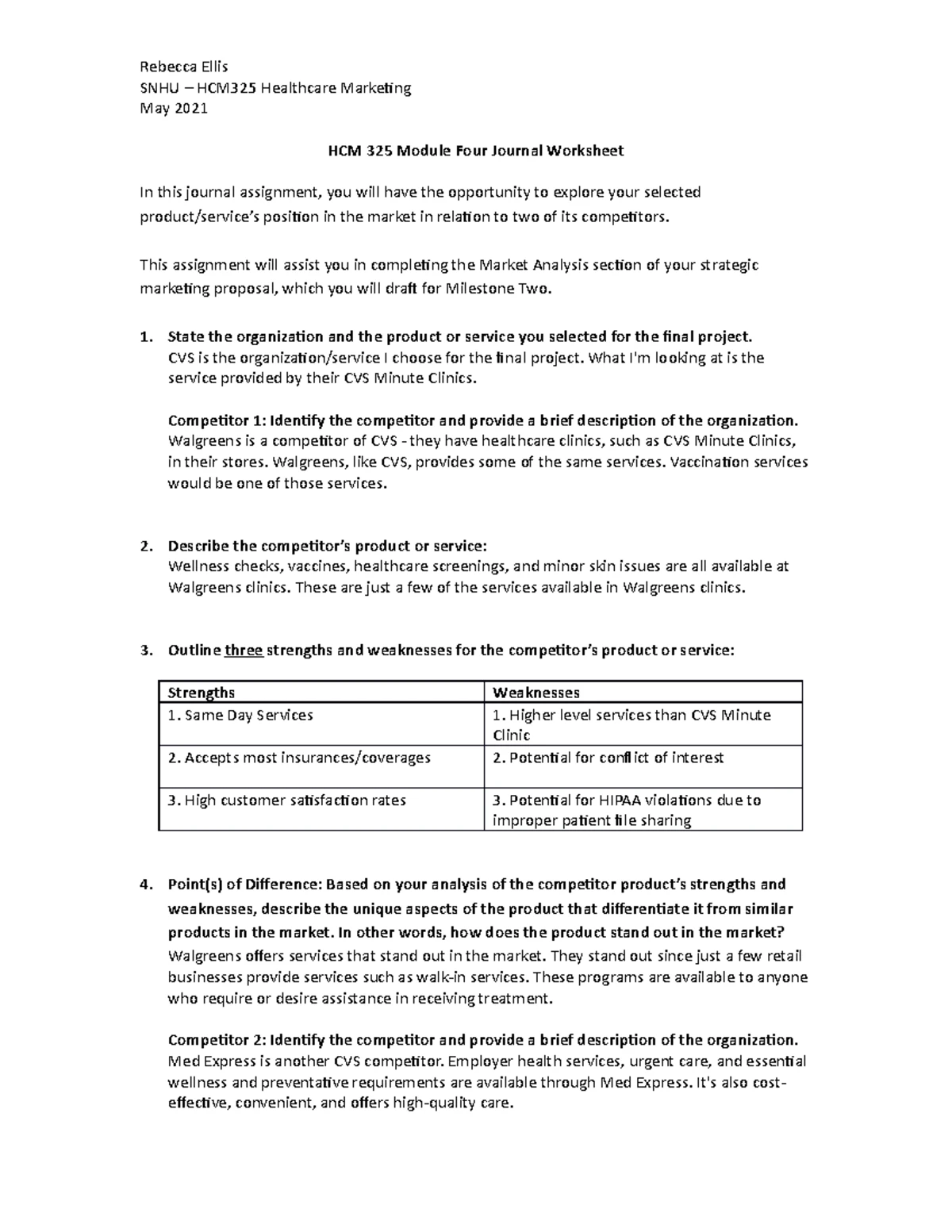 HCM 325 Module Four Journal Worksheet - This assignment will assist you ...