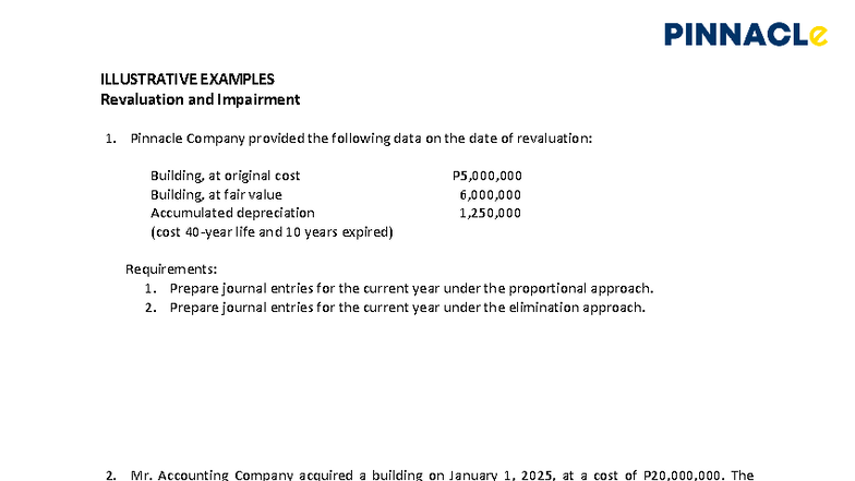 Illustrative Examples: Revaluation & Impairment Analysis - Studocu