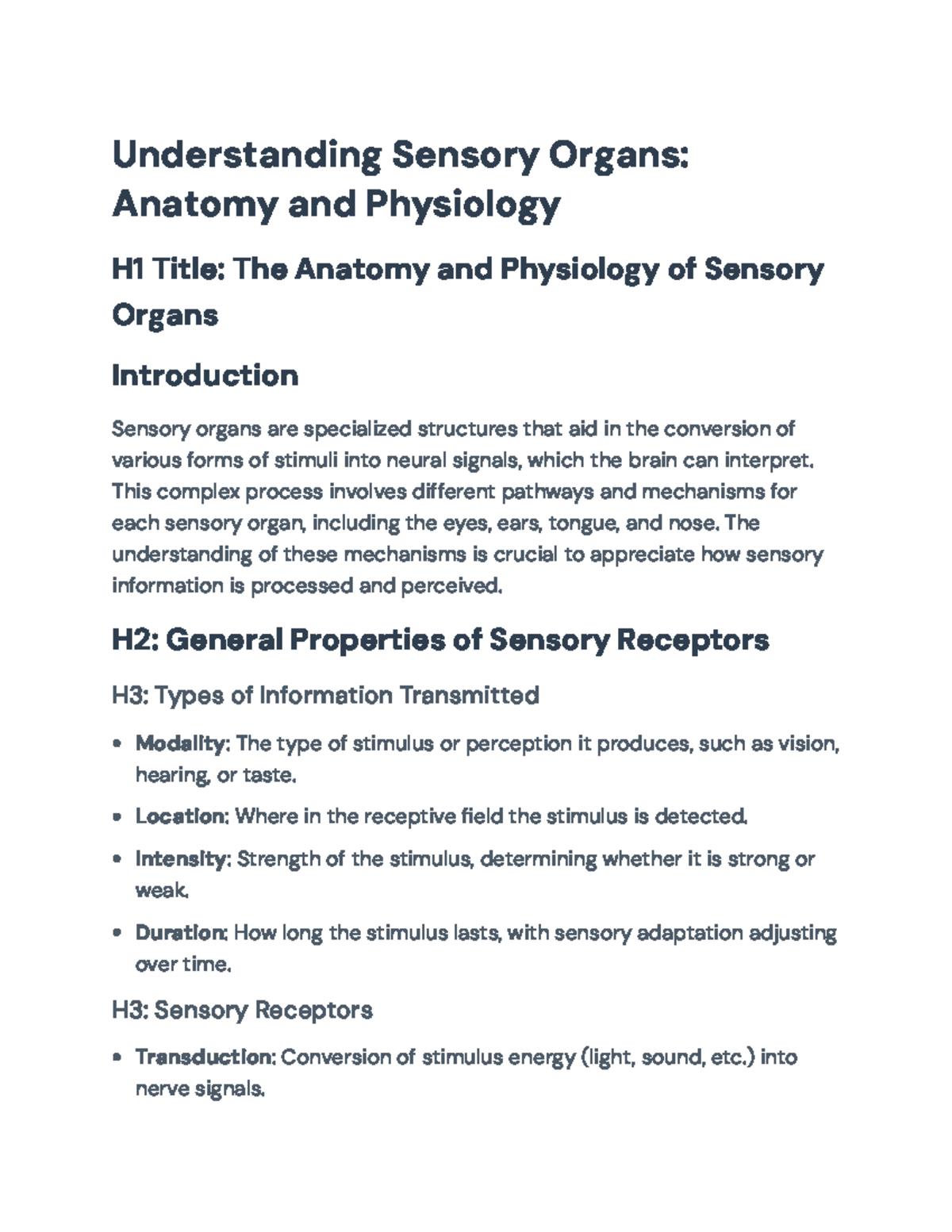 Understanding the Anatomy & Physiology of Sensory Organs ...