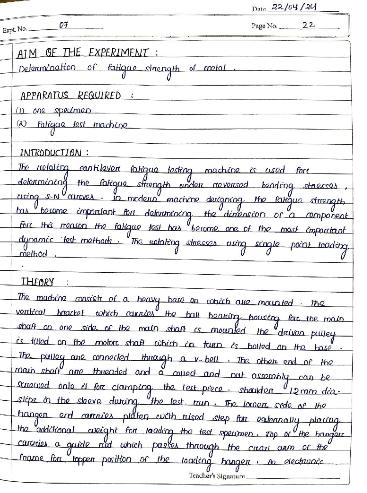ME 22: Fatigue Strength Testing of Metal Specimens - Experiment Report ...