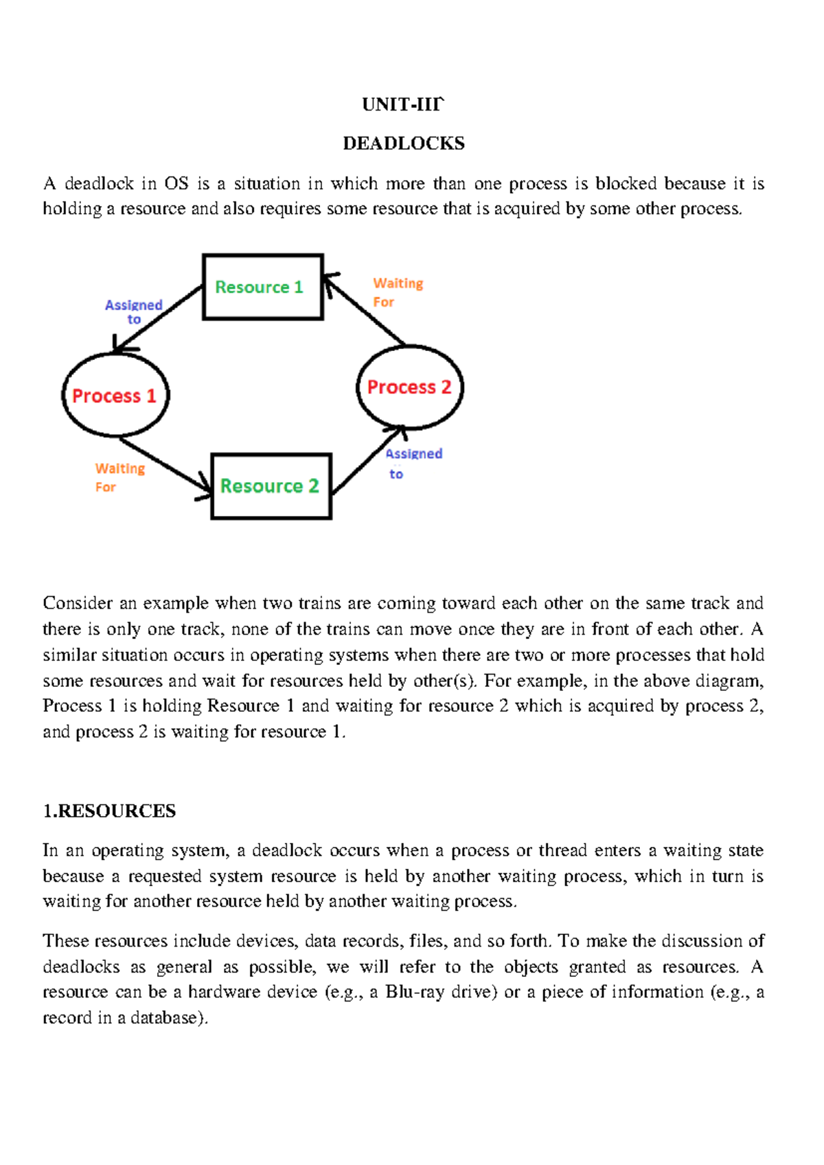 OS Concepts: Understanding Deadlocks and Resource Management - Studocu