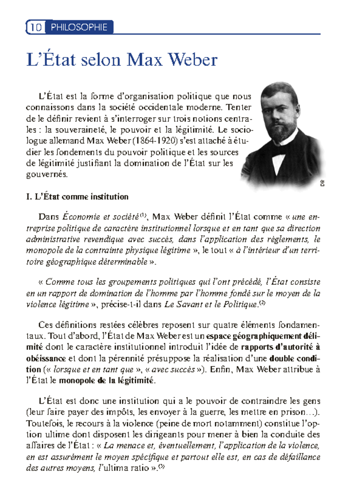 L'État selon Max Weber : Souveraineté, Pouvoir et Légitimité en Sociologie - Studocu