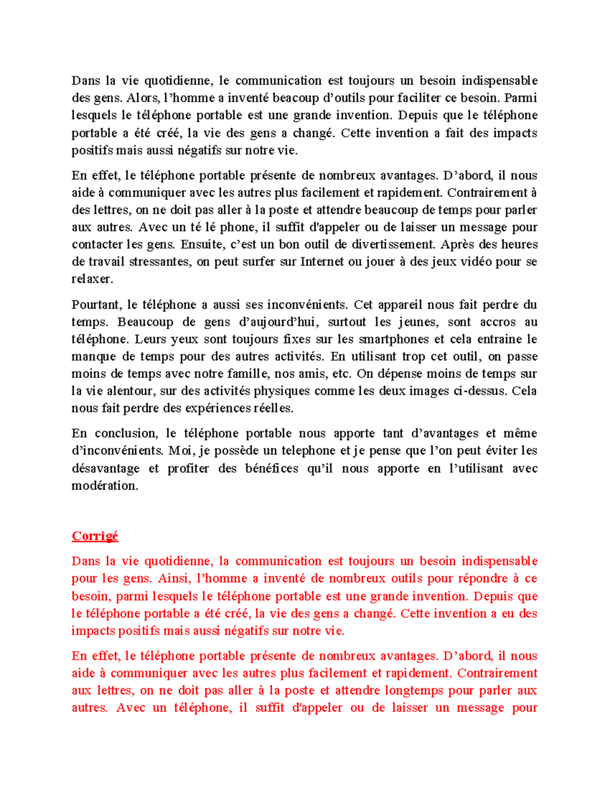 Ee - Les Avantages et Inconvénients du Téléphone Portable - Studocu