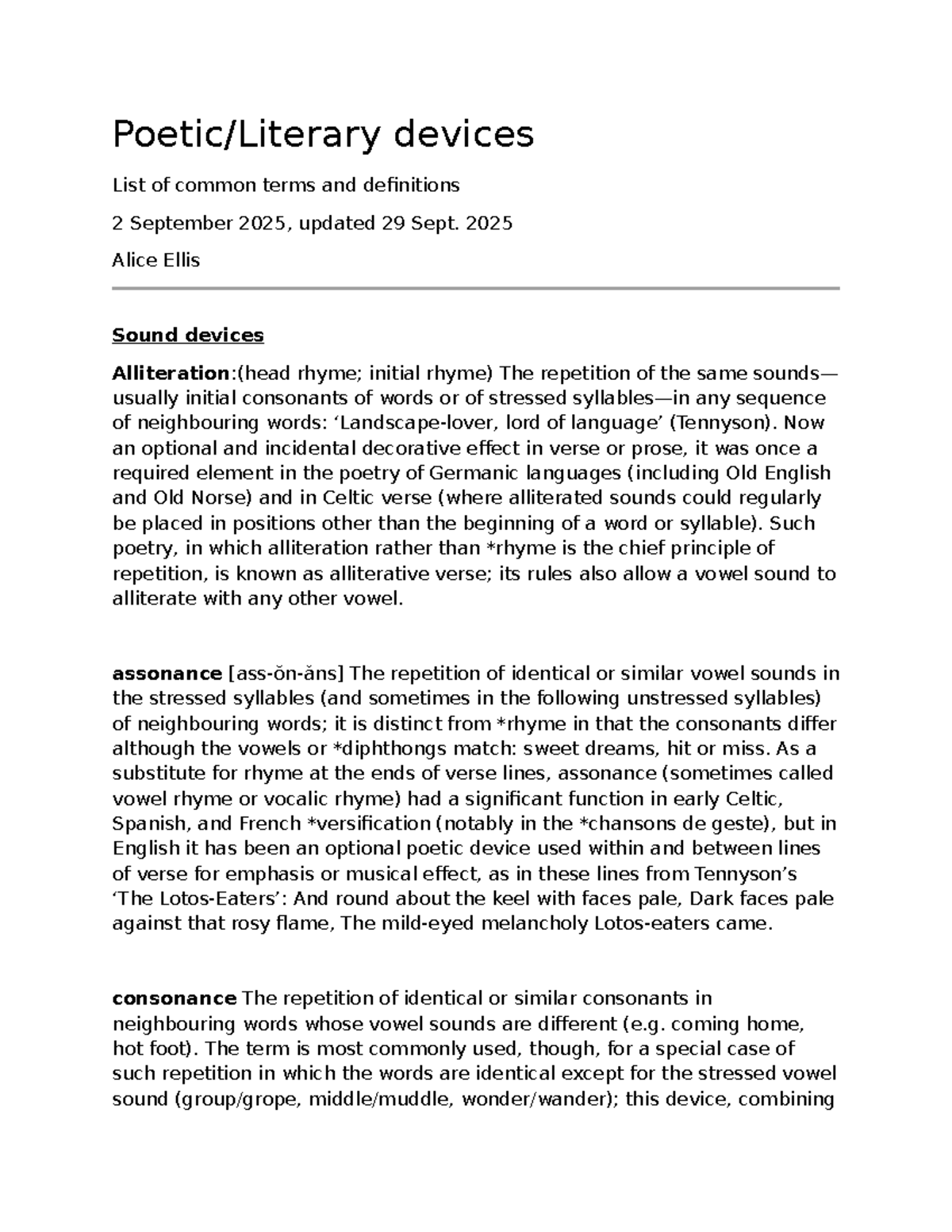 Poetry Terms and Definitions: A Comprehensive Guide (ENG 101) - Studocu