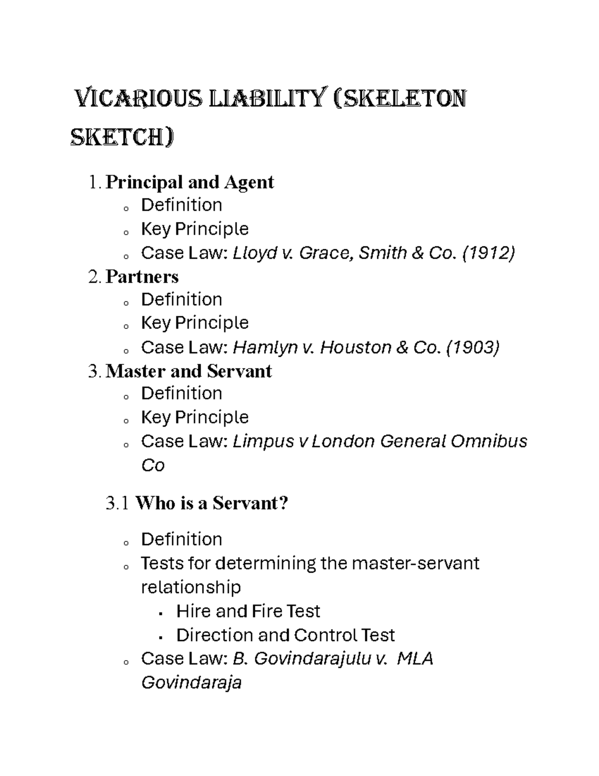 Vicarious Liability: Key Principles and Case Law Analysis - Studocu