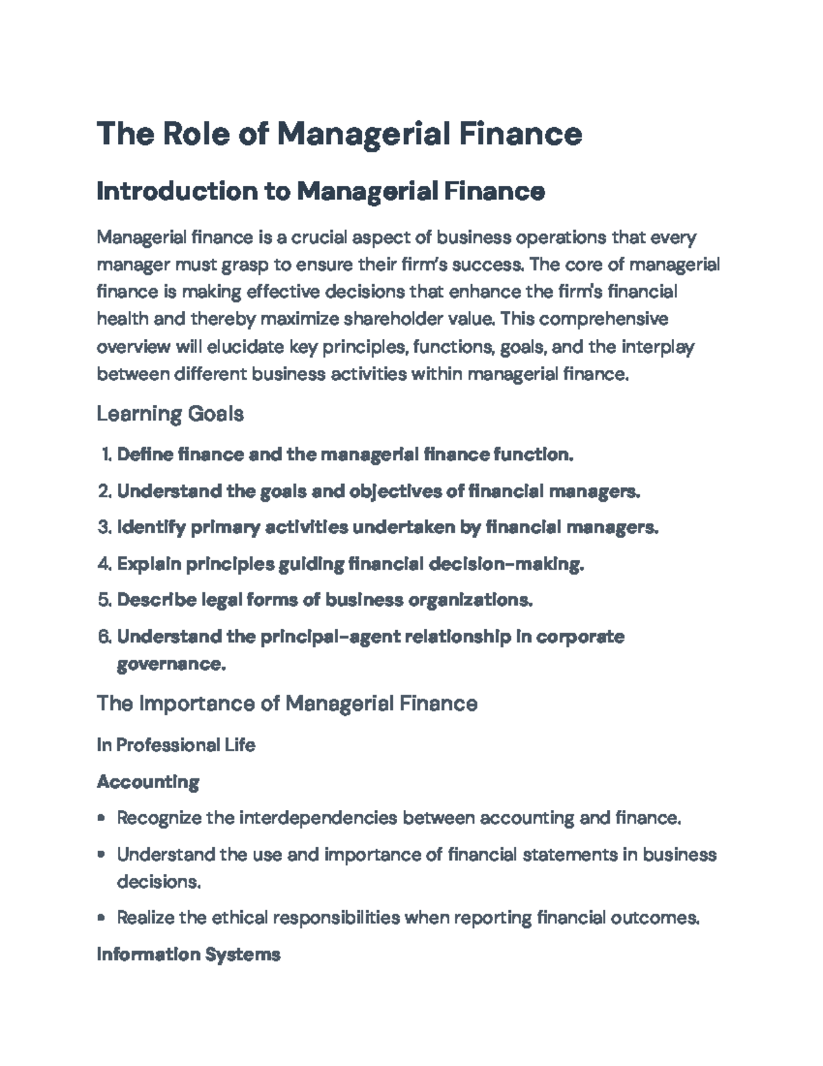 Managerial Finance Overview: Principles and Real-World Applications ...