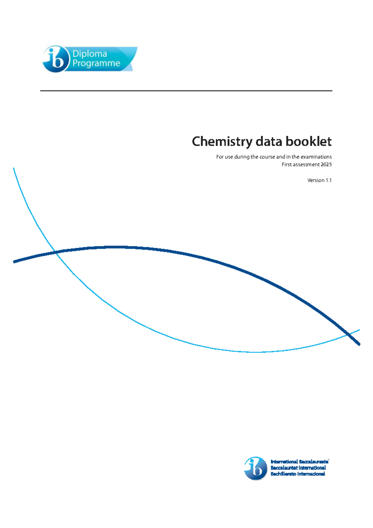 Chemistry Data Booklet IB DP - First Assessment 2025 - Studocu
