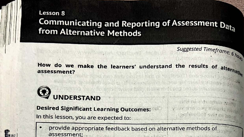 Lesson 8 - Communicating Assessment Results in Learning 2 - Studocu