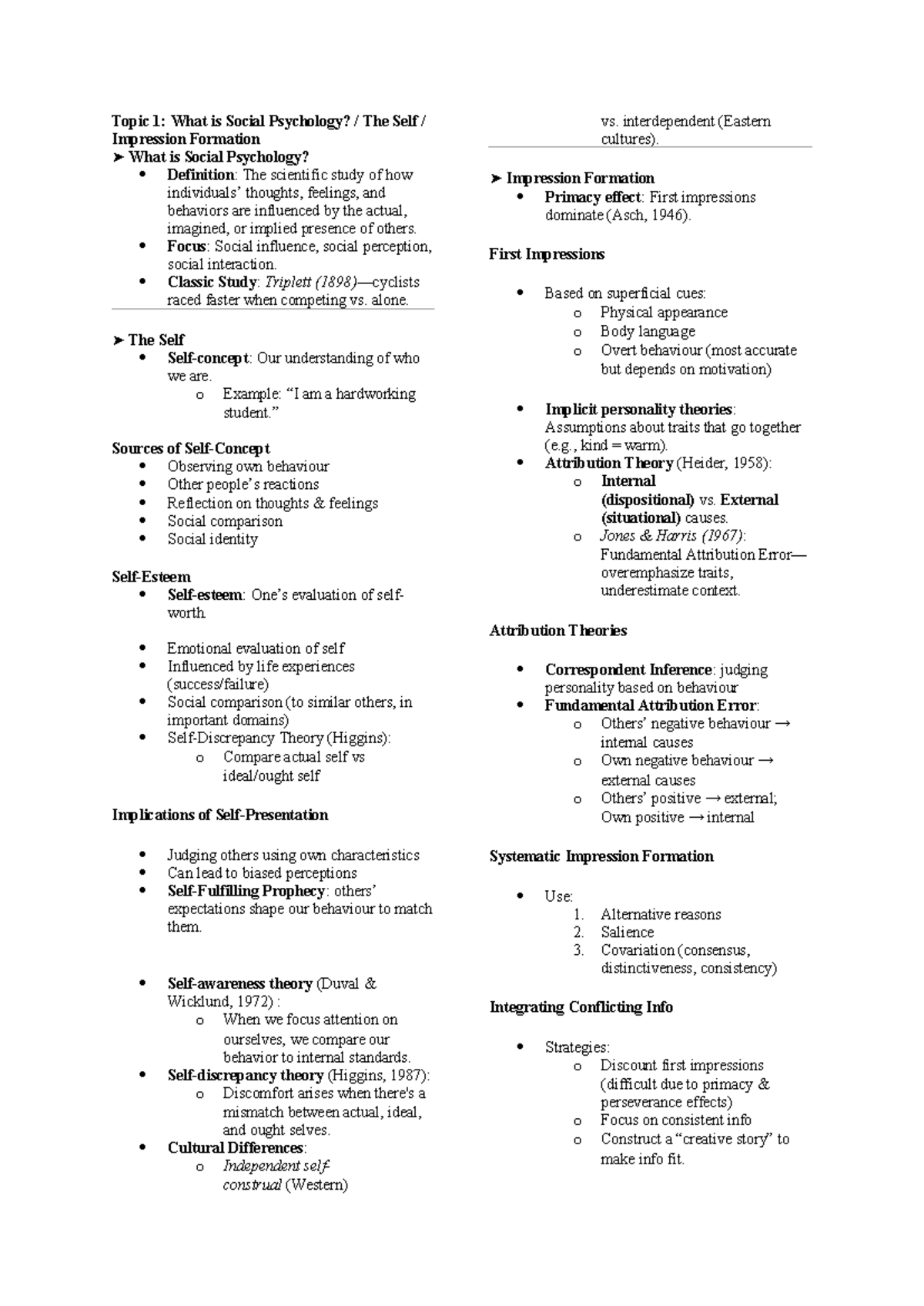 PSY285 Comprehensive Cheat Sheet: Social Psychology Insights - Studocu