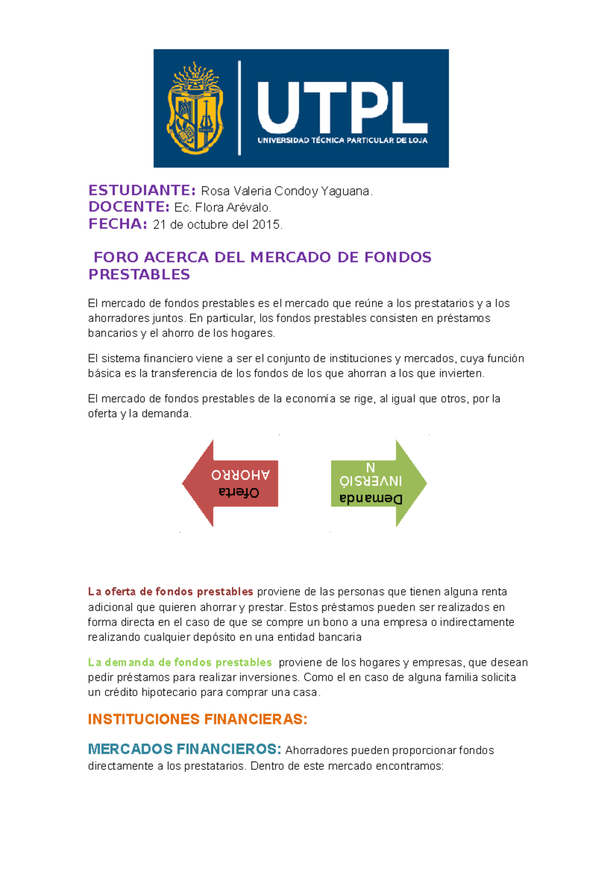 Foro sobre el Mercado de Fondos Prestables - ESTUDIANTES 2015 - Studocu