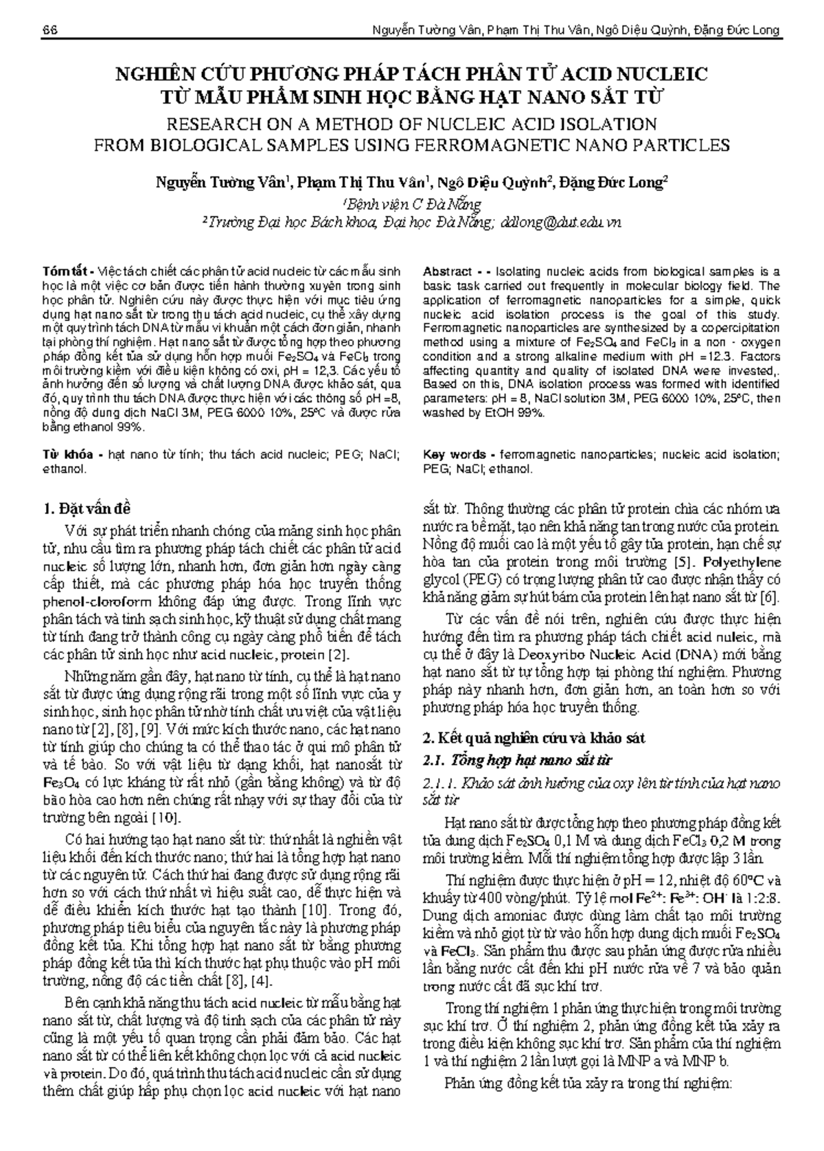 Nghiên Cứu Phương Pháp Tách Acid Nucleic Bằng Hạt Nano Sắt Từ - Studocu