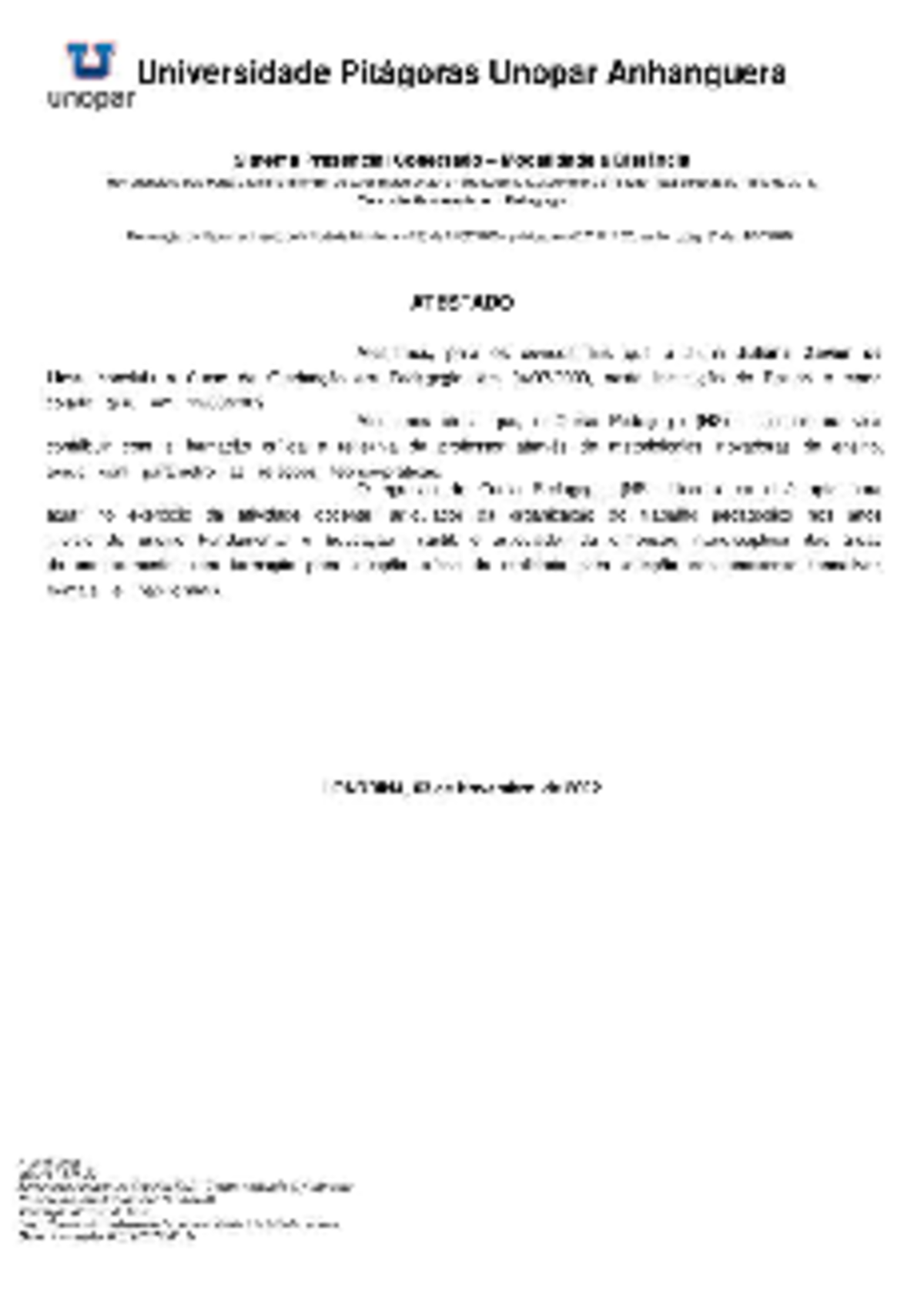 Modelo de Certidão de Conclusão de Curso - Pedagogia (UNOPAR) - Studocu