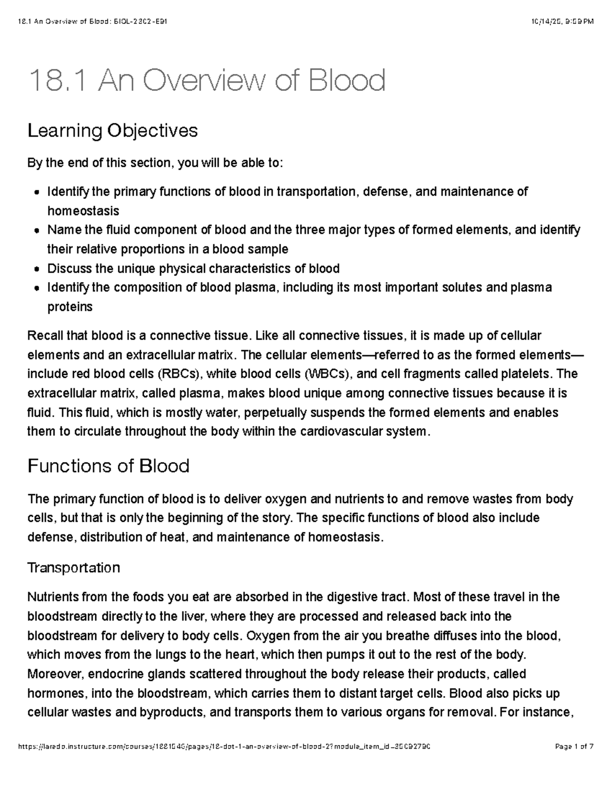 An Overview of Blood: Functions, Composition, and Characteristics ...